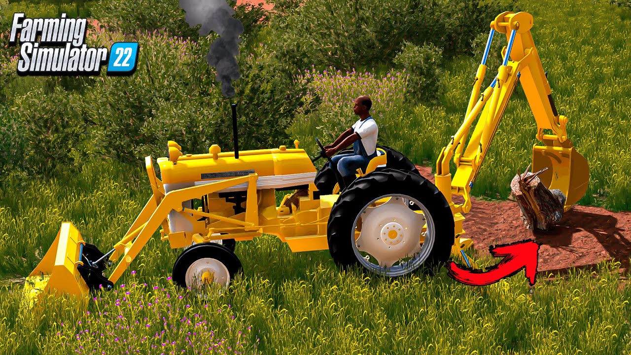 Removendo tocos de árvores com uma retroescavadeira | Farming Simulator ...