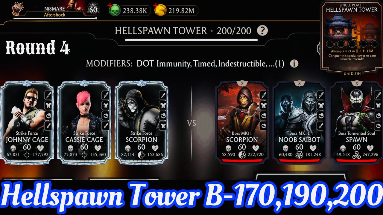 Hellspawn Tower Boss Battle 170, 190 & 200 Fight + Reward MK Mobile | Strike Force Team Vs Boss ...