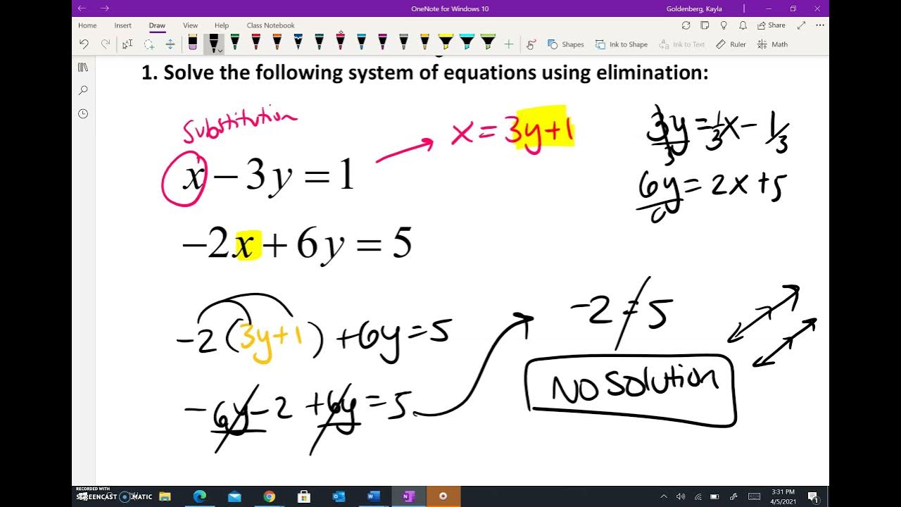 2 Variable Systems of Equations No Solution and Infinite Solutions ...