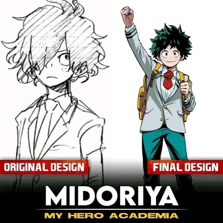 Top 20 Anime Characters: Original Design vs. Final Design #anime #manga ...