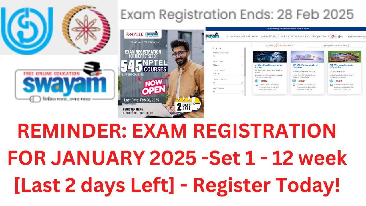 REMINDER: EXAM REGISTRATION FOR JANUARY 2025 -Set 1 - 12 week [Last 2 ...