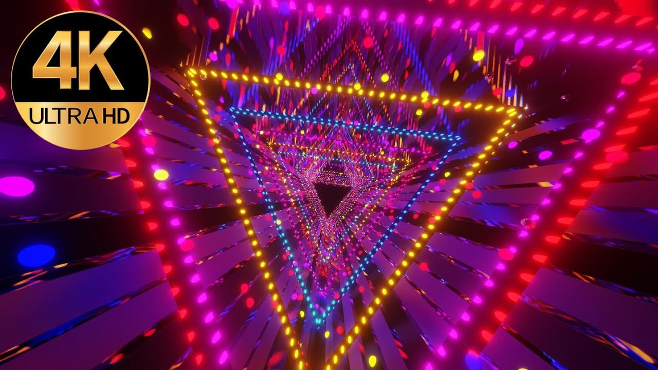 10 hour 4k fast moving Relaxing Multi color Triangle shape Neon ...