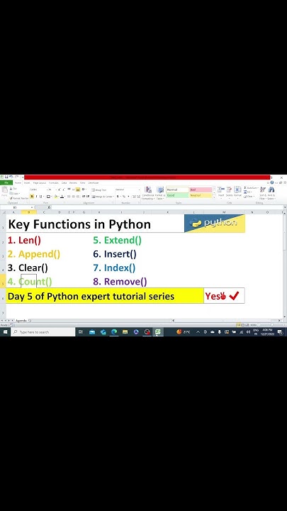 Len, Append, Clear, Count, Extend, Insert, Index and Remove in Python | Day 5 | Python Tutorial ...