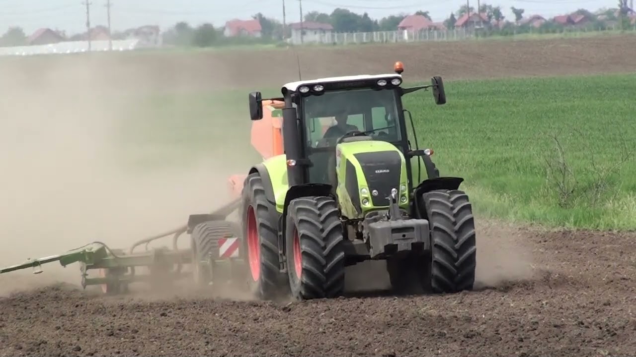 Claas Axion 850 Hexashift and Amazone EDX planter in Romania, 2014 ...