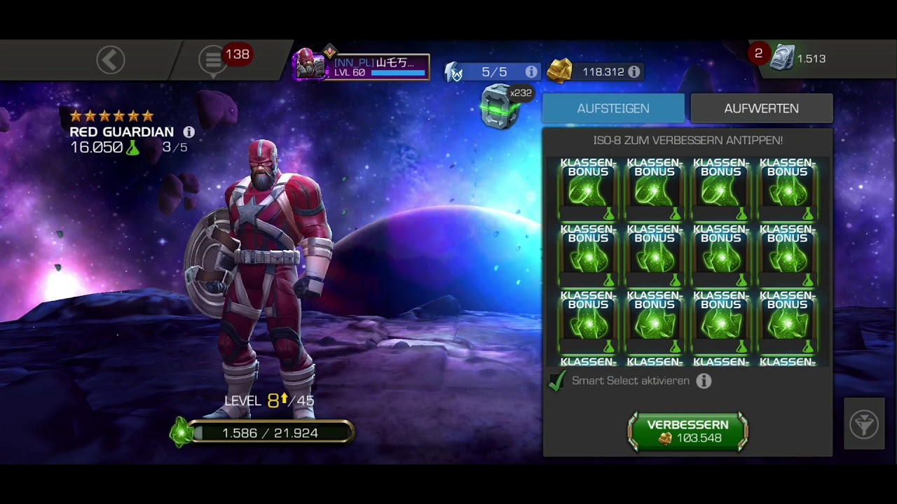 MCOC 6-Star rank 3 lvl up Red Guardian - YouTube