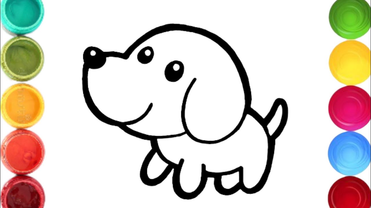 Cute Dog drawing for kids & toddlers| Easy & Cute Puppy drawing, Easy ...