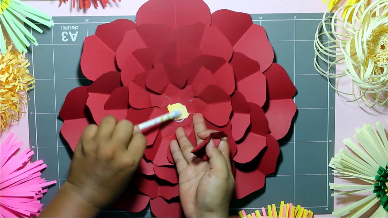 Paper flower DIY craft | red paper flower idea | Room Decor Tip | party ...