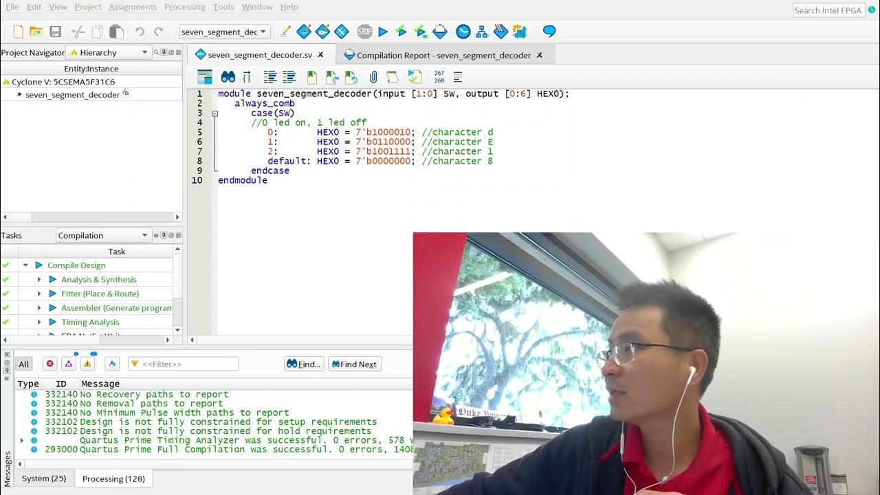 Lab 5 part 4 Seven segment decoder using SystemVerilog and FPGA - YouTube