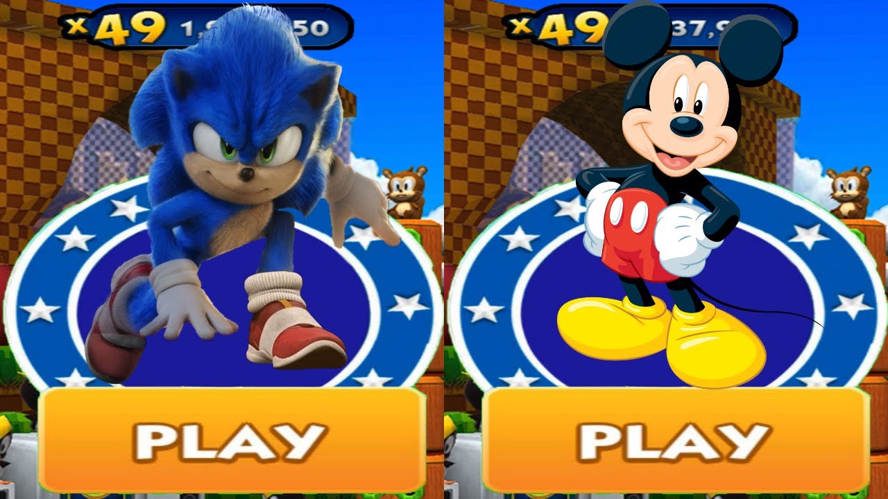 Sonic Dash vs Mickey Mouse Run - Movie Sonic vs All Battle Bosses ...