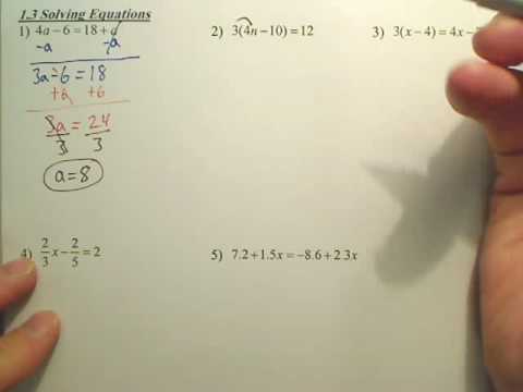 1.3a Solving Equations - Algebra 2 - YouTube