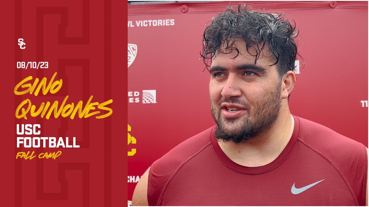 USC OL Gino Quinones l Fall Camp Practice No. 12 - YouTube