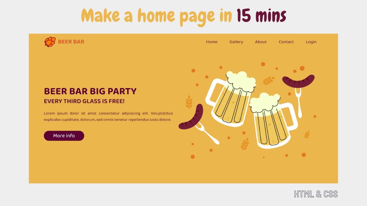 Make a home page in 15 minutes step by step | HTML & CSS - YouTube