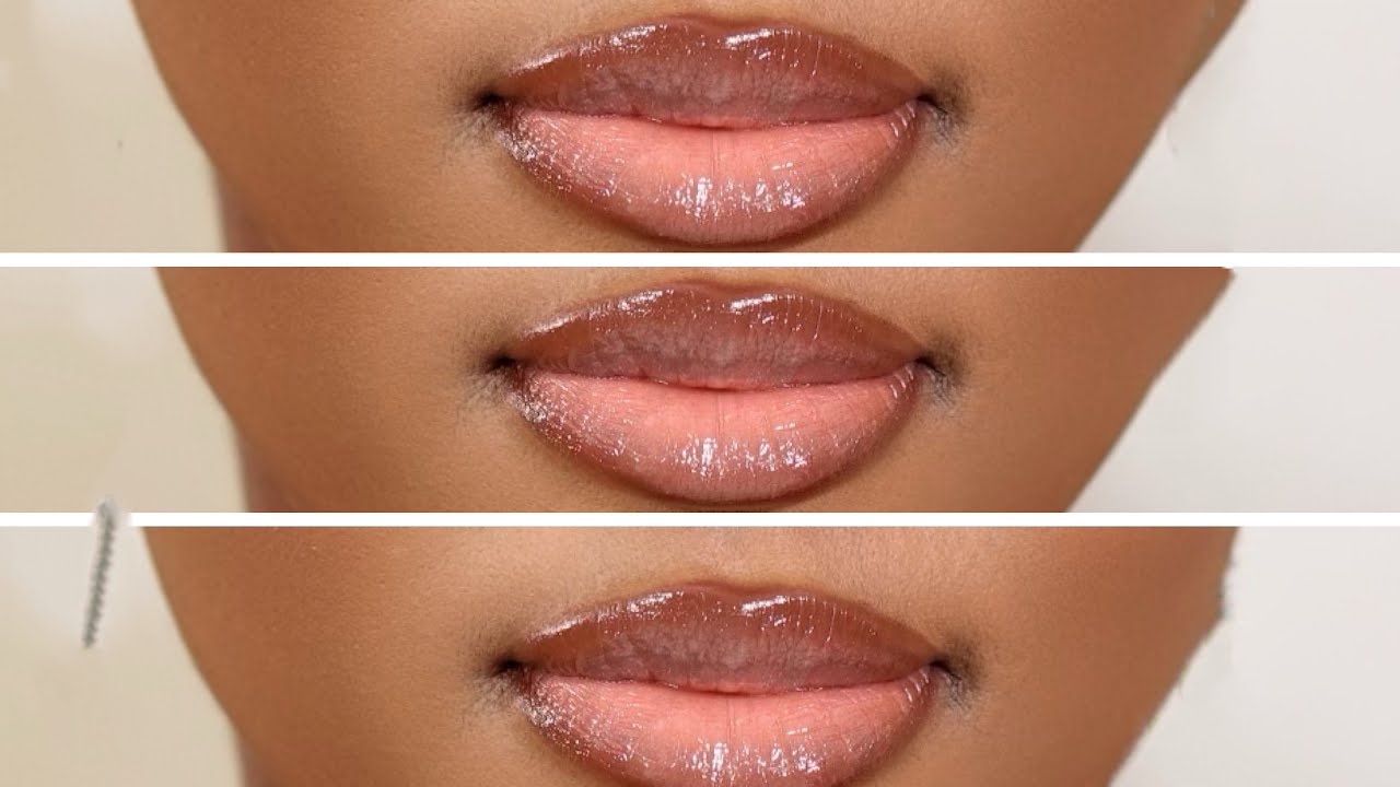 Best Nude glossy lip combo tutorial for dark skin/ step by step for ...
