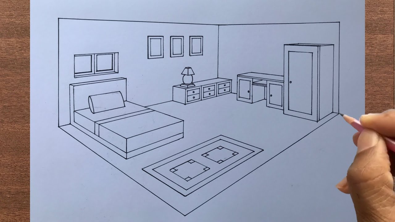 How to Draw a Room in 2 Point Perspective - YouTube