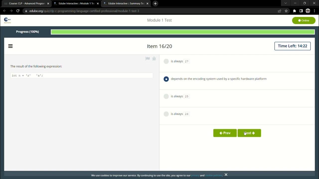 CLP - Advanced Programming in C Module 1 Test #cisco #ciscosecurity # ...