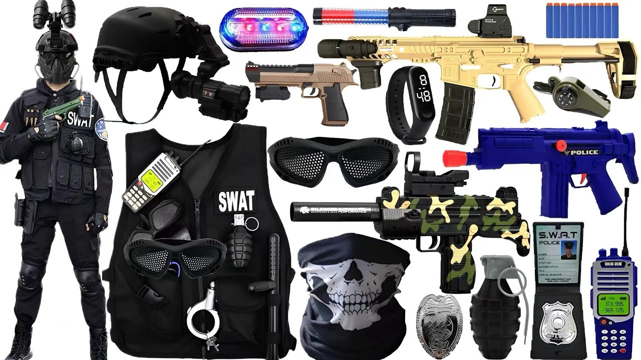 Super Police Toy Set, SRL Rifle, UZI Submachine Gun, Night Vision ...