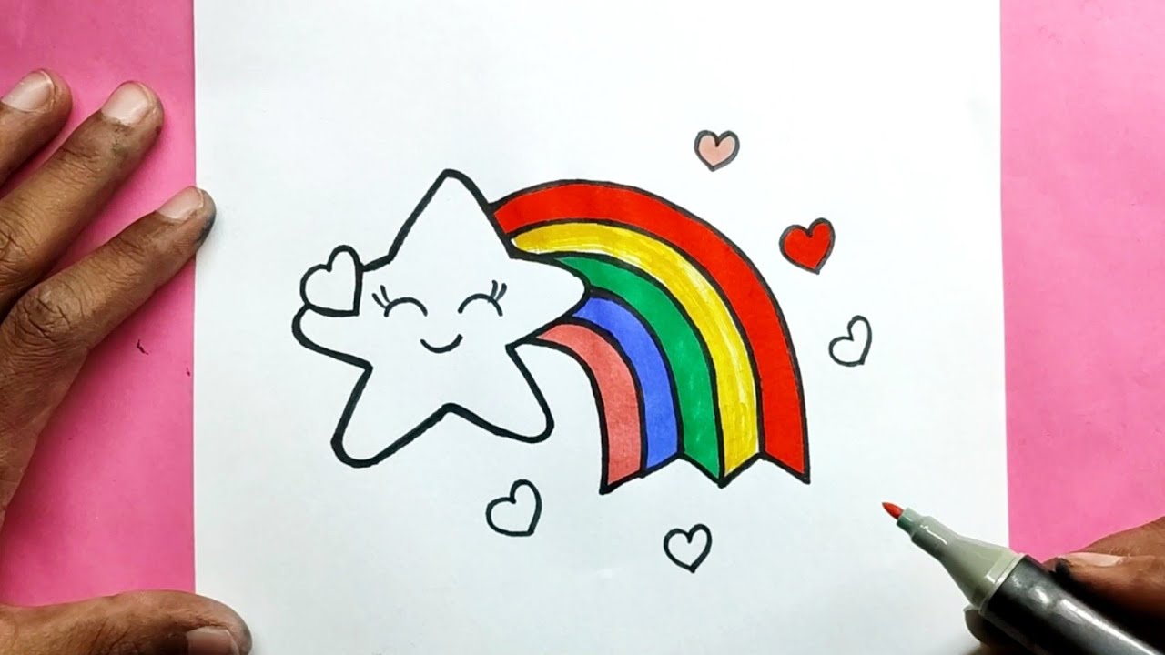 How to draw a star rainbow 🌈 cute drawing star - YouTube