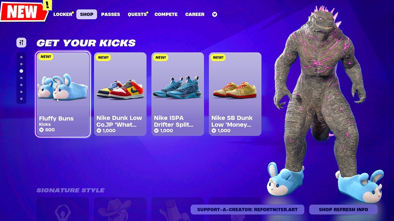 GODZILLA Wears NEW Kicks | Fortnite Shoes Wave 4 - YouTube
