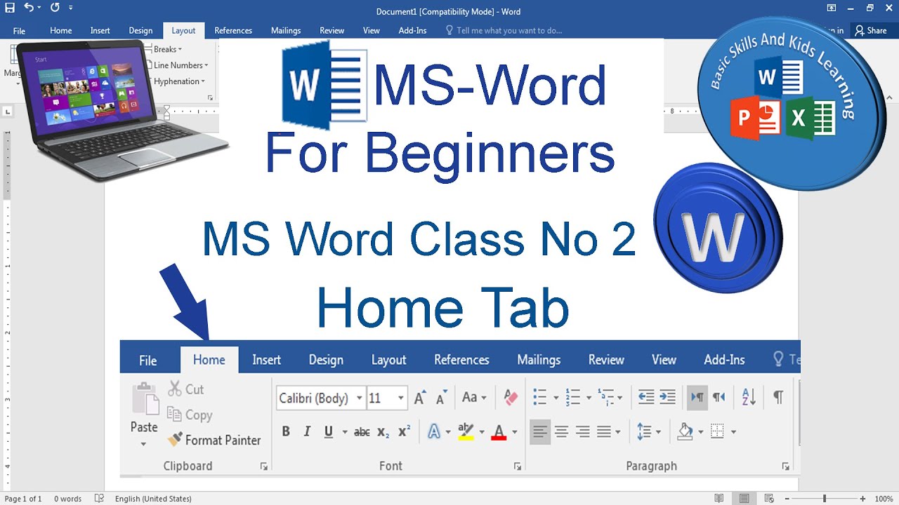 MS Word Tutorial for Beginners Class No 2|Home Tab ms word ...