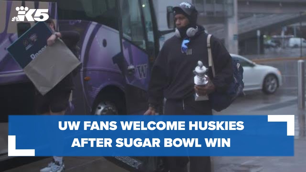 UW fans welcome back Huskies after thrilling Sugar Bowl win - YouTube