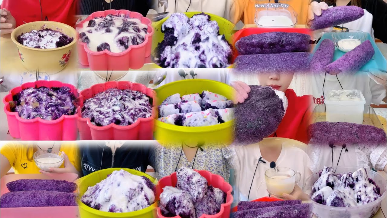 Purple shaved ice with yogurt eating Asmr collection// QIAN - YouTube