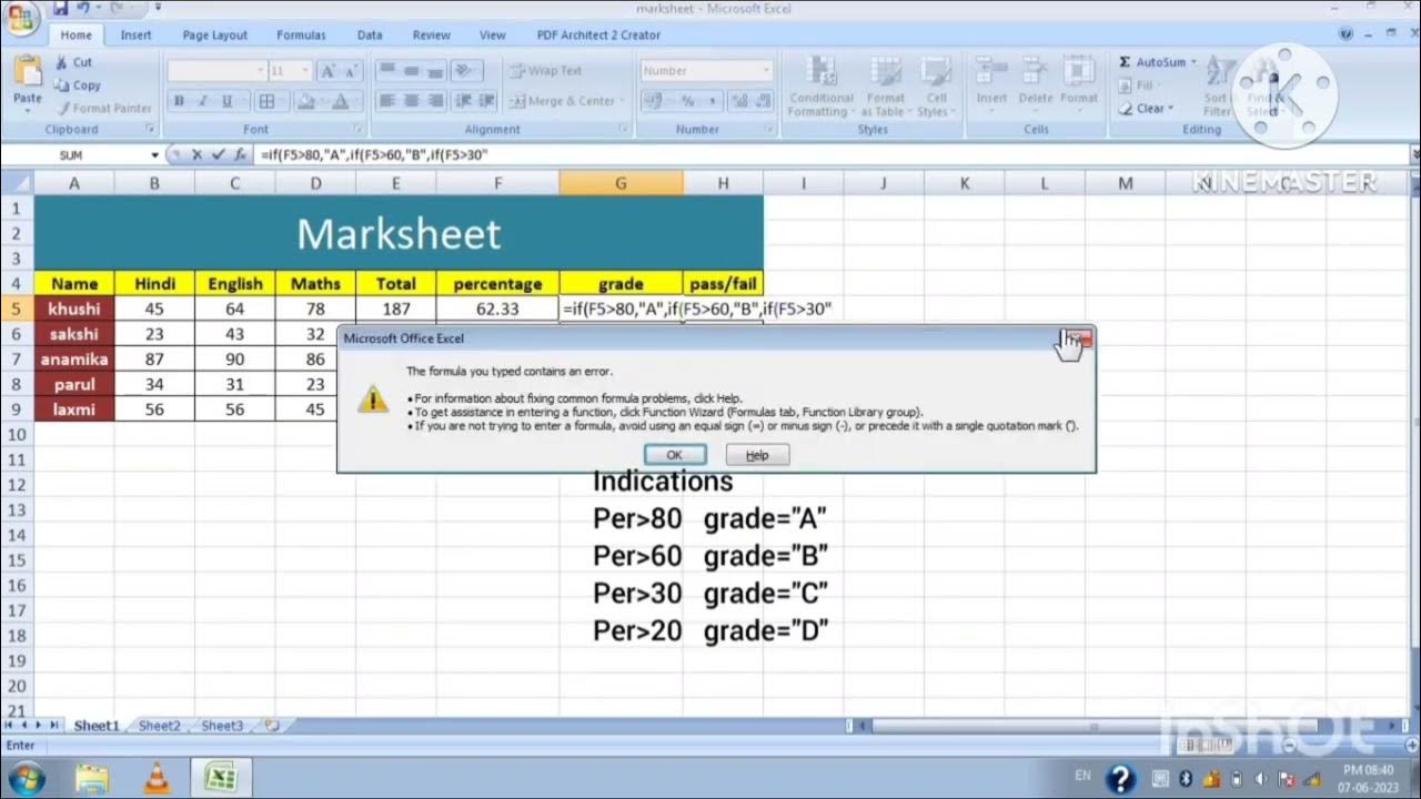 to create marksheet in excel - YouTube