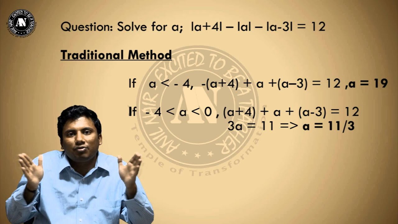 Anil Nair's Shortcut Technique to solve Modulus Problems with Negative ...