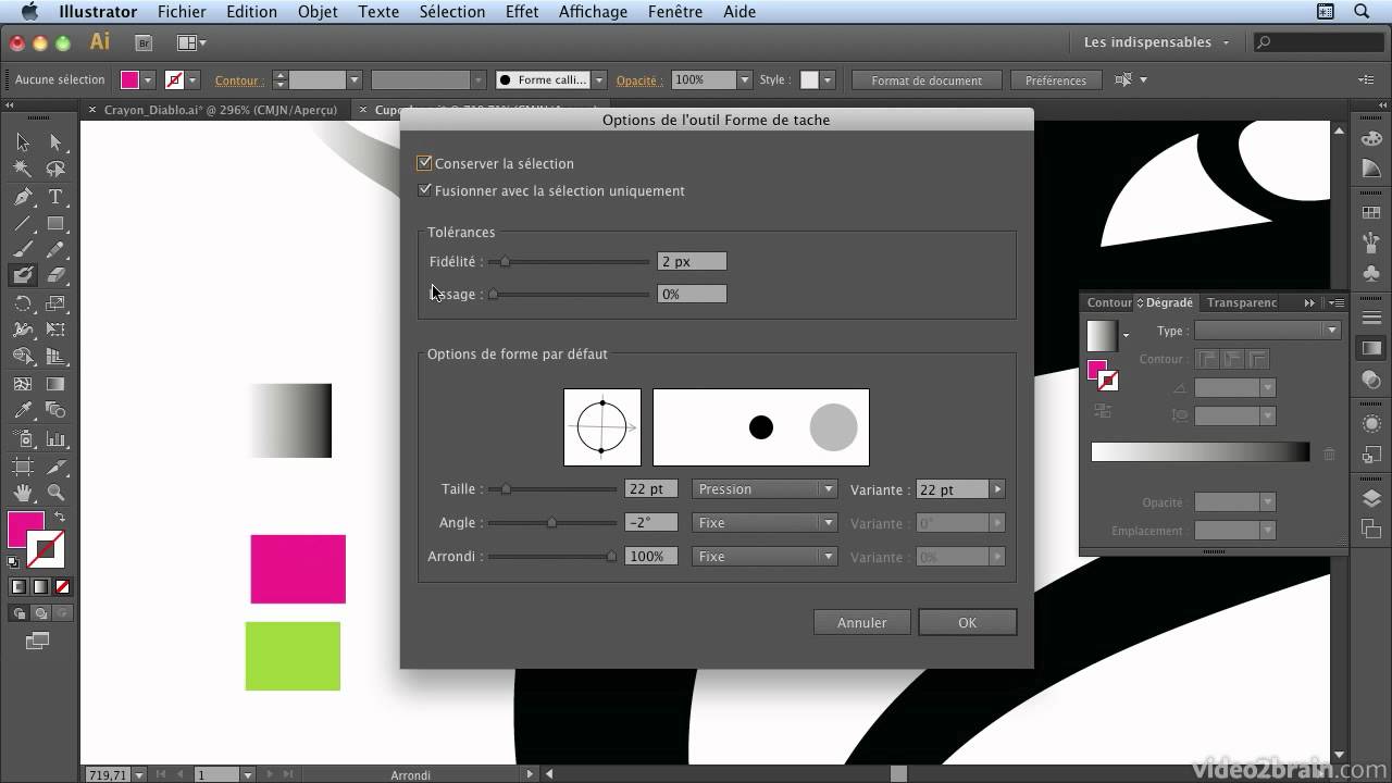 Illustrator CS6 : Outils Forme de tache, Gomme et Ciseaux - YouTube