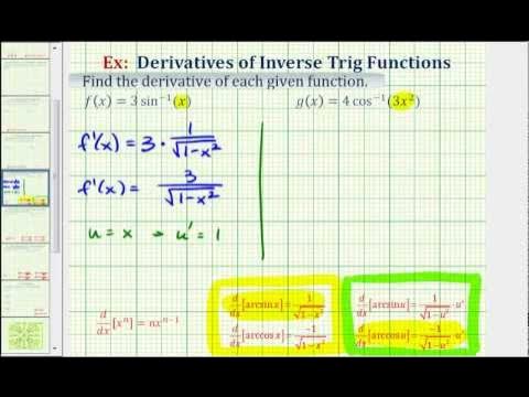 Ex 1: Derivatives of Inverse Trig Functions - YouTube