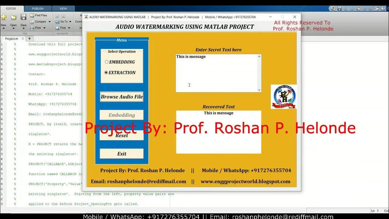 Audio Watermarking Using Matlab Project With Source Code | Audio Watermarking Final Year Project ...