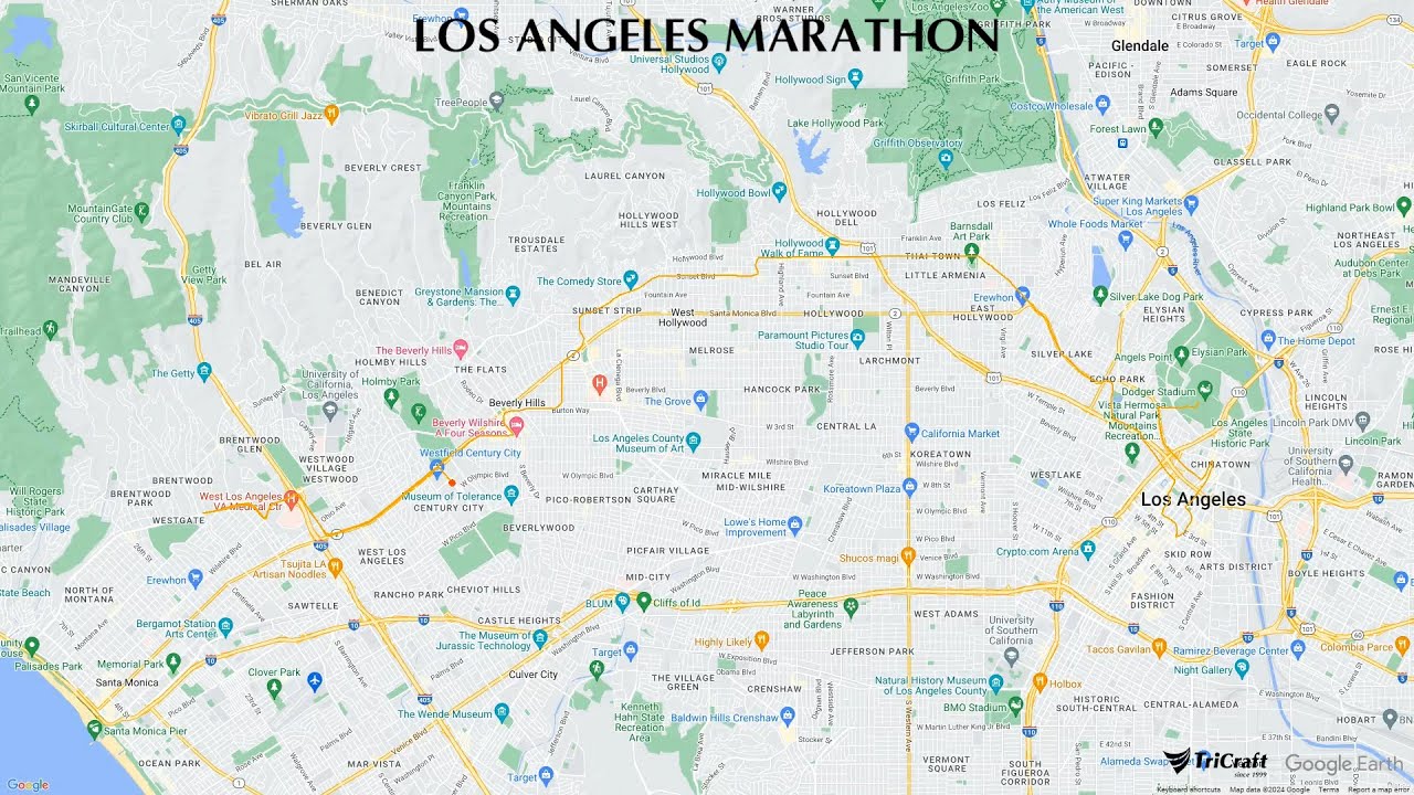 Los Angeles Marathon Course Map - YouTube