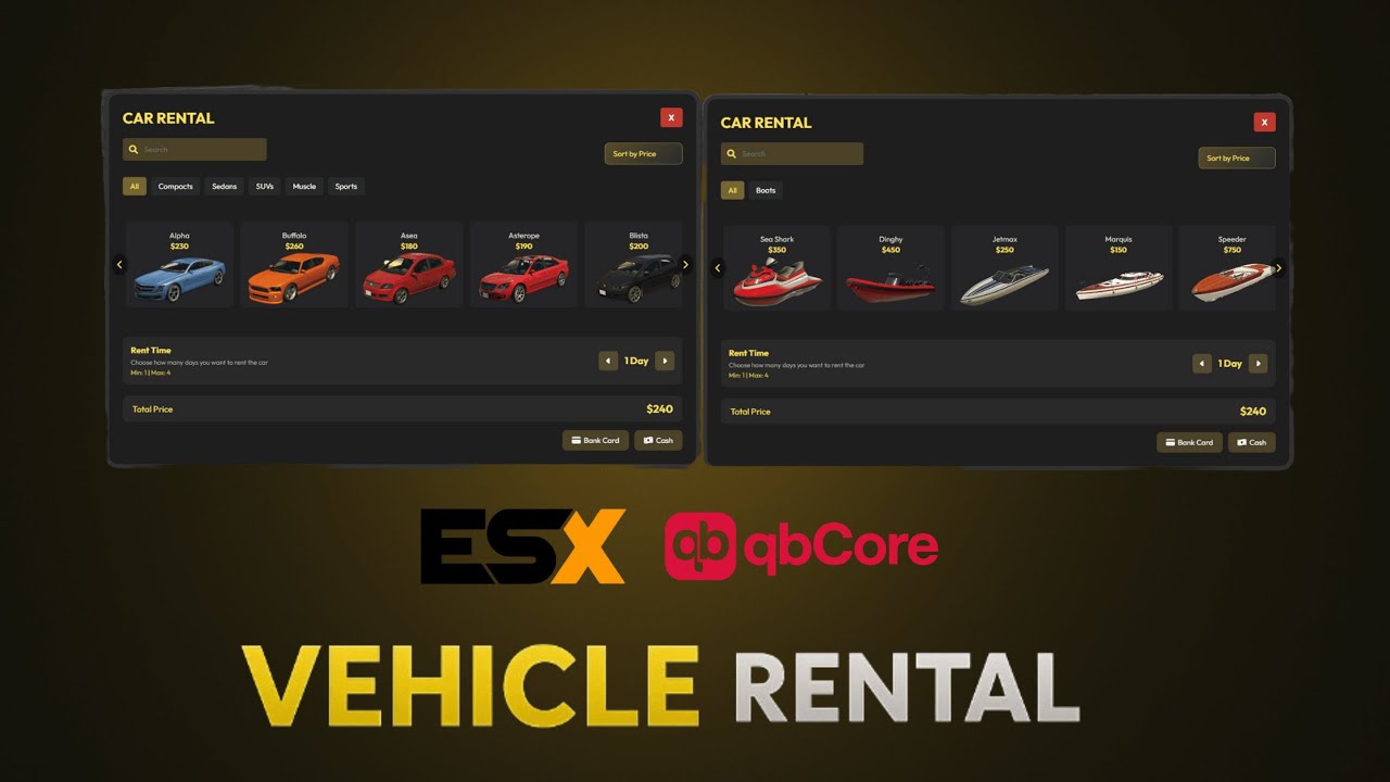[QB/ESX] FIVEM VEHICLE RENTAL SCRIPT - YouTube