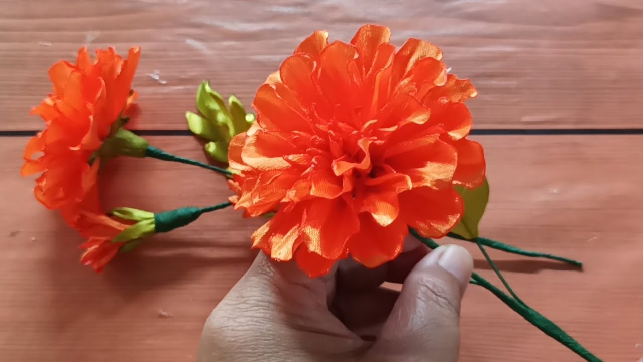 Bunga Marigold || Tutorial Membuat Bunga Dari Pita Satin || DIY - YouTube