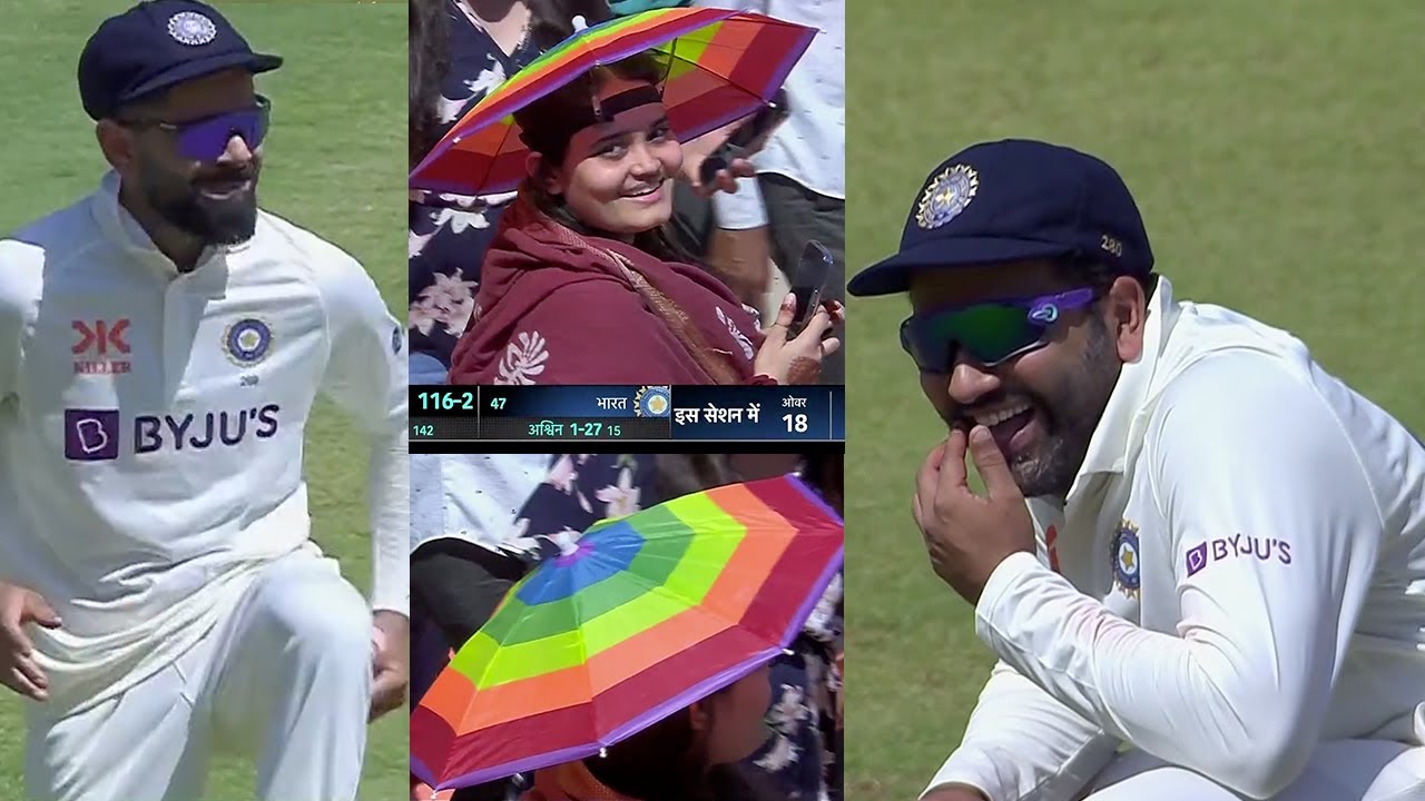 Rohit Sharma can't Stop laughing When in Stadium a Girl came with desi ...