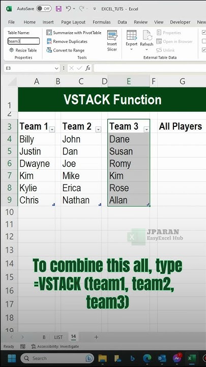 Use Excel Vstack Function To Combine Arrays Vertically Into A Single Array Youtube