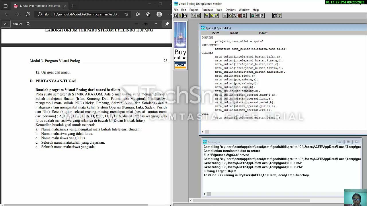 Membuat program sederhana menggunakan visual prolog - YouTube