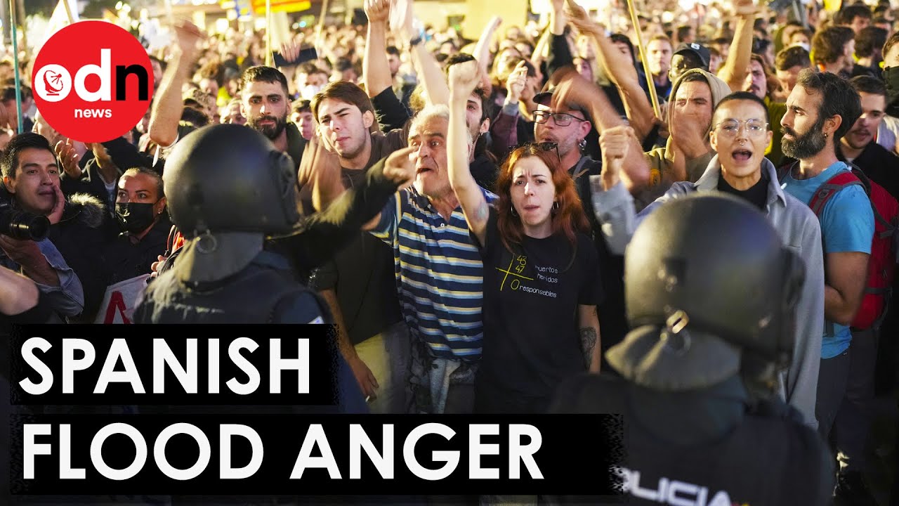 Anger Erupts in Valencia as Protesters Clash With Riot Police - YouTube