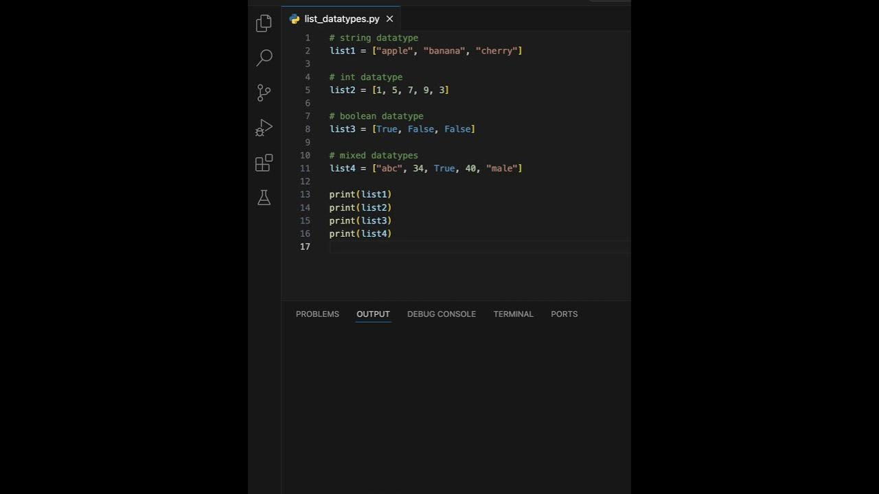 Python List Datatypes | String | Integer | Boolean | Mixed #python #learning #coding #learn # ...