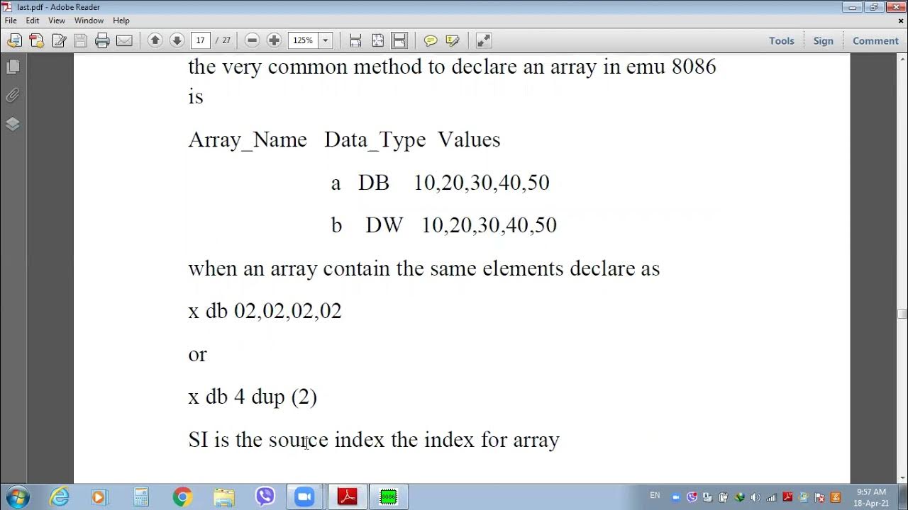 array in 8086 - YouTube