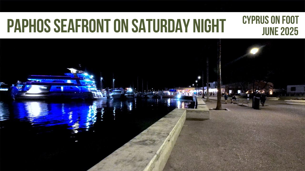 Paphos Sea Front Walk At Night - YouTube
