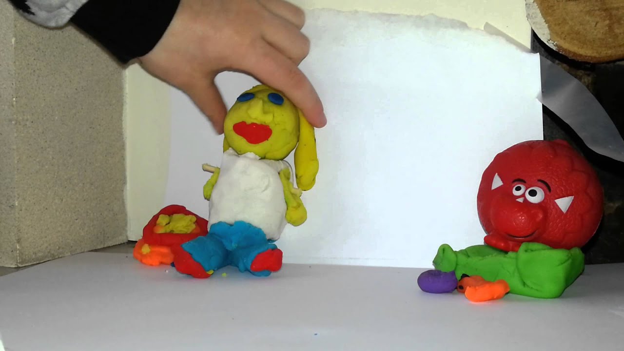 Red nose monster attacks playdoh girl - YouTube