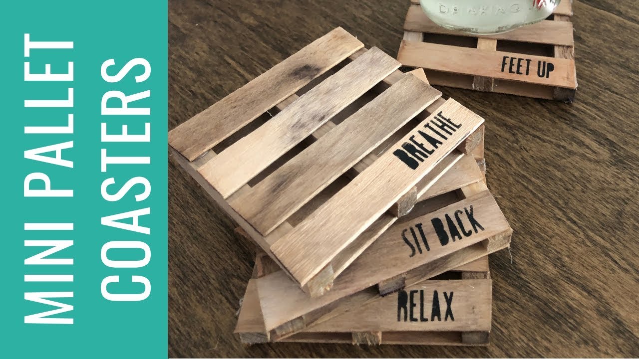 How to Make Mini Pallet Coasters with Popsicle Sticks - YouTube