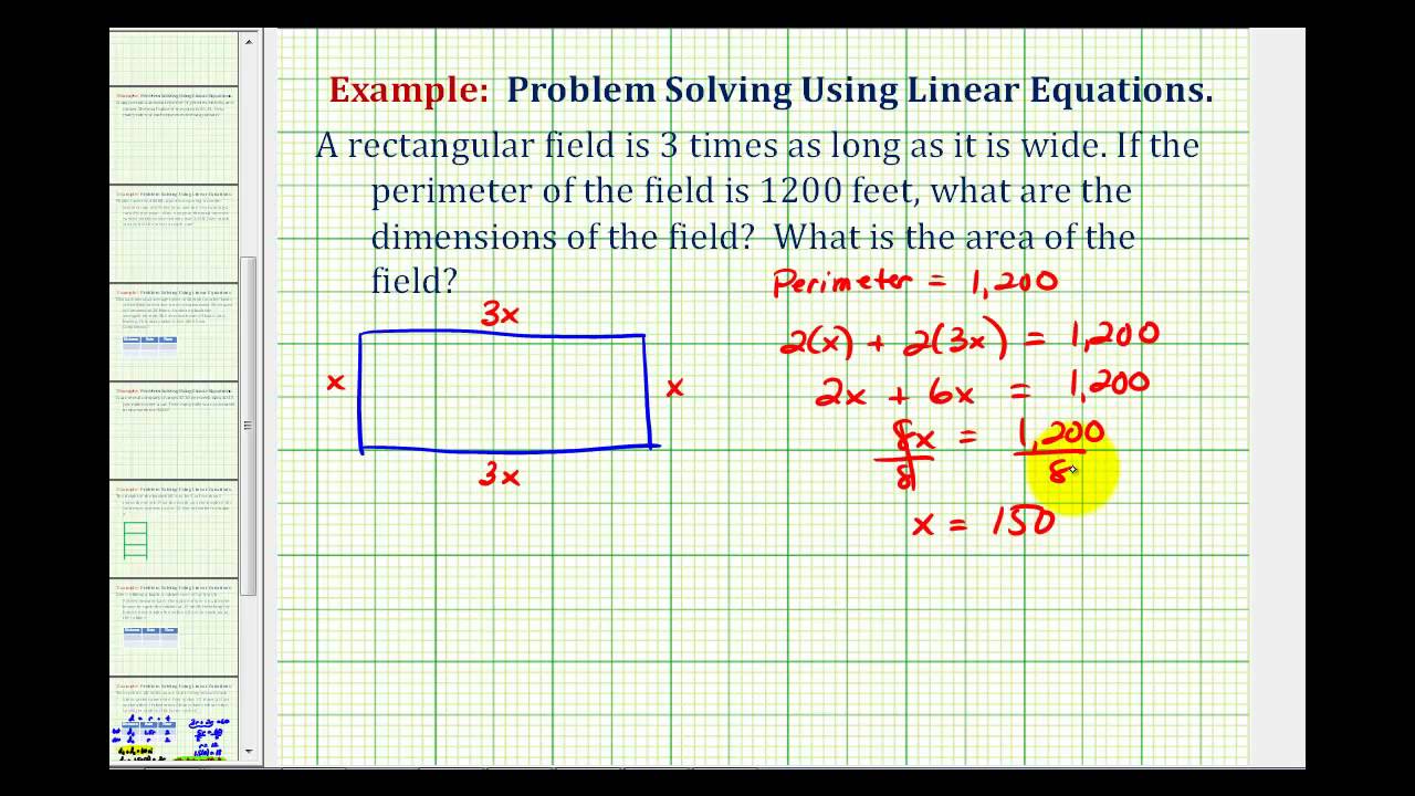 Ex Find The Dimensions And Area Of A Field Given The Perimeter YouTube