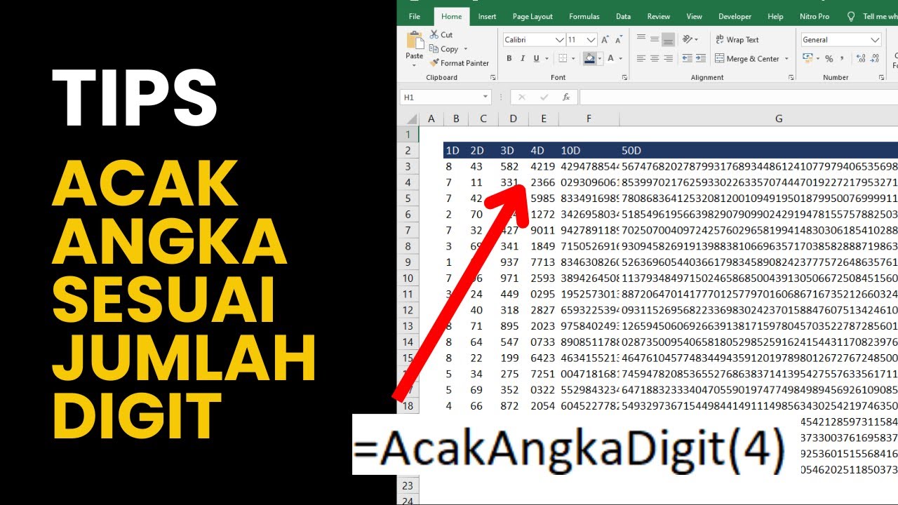 Rumus Acak Angka Sesuai Jumlah Digit bisa 1D 2D 3D 4D 50D 100D - YouTube
