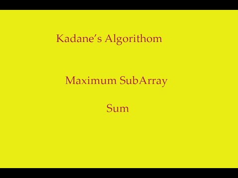 Maximum Subarray sum | kadane's Algorithom (Bangla Tutorials) - YouTube
