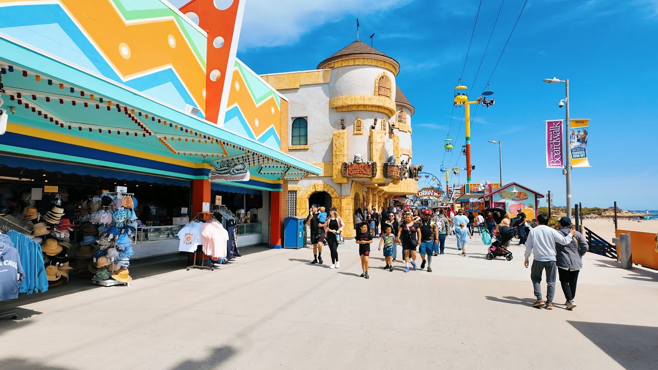 Walking the Iconic Santa Cruz Beach Boardwalk | Sunny Day by the Beach ...