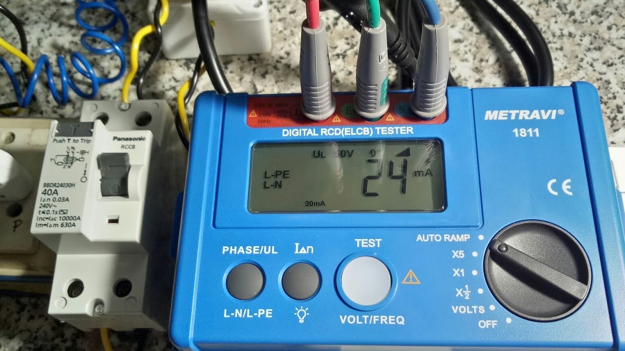 RCD, RCCB, ELCB Ramp Testing using Metravi 1811 RCD tester. - YouTube