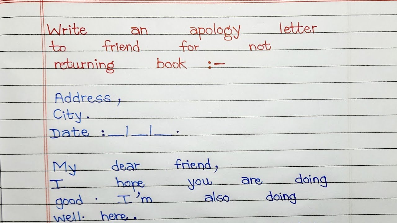 Write an apology letter to your friend for not returning book - YouTube