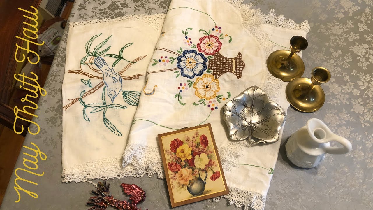 May Thrift Haul ~I Couldn't Believe All The Vintage Linens!~ - YouTube