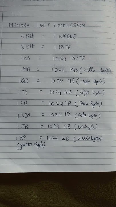 memory unit conversion - YouTube